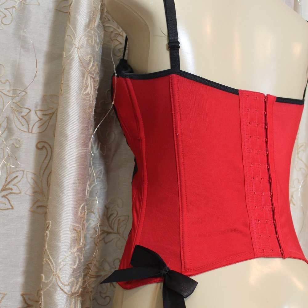 Red And Black Sexy Bodice Corset Cosplay Bustier Shaper Gem